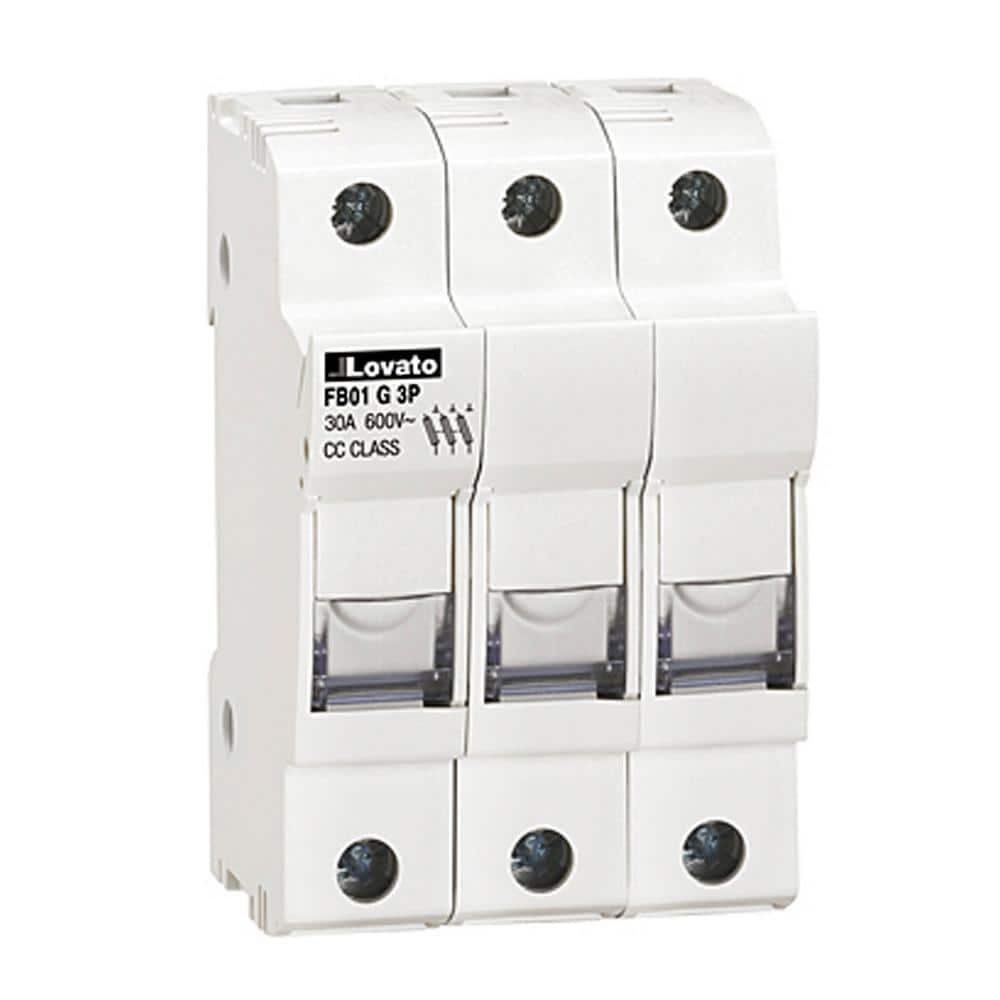 Automation Systems Interconnect Class CC Fuse Holder, DIN Mount, 3 Pole, 30 Amp, 600-Volt, 18 ...
