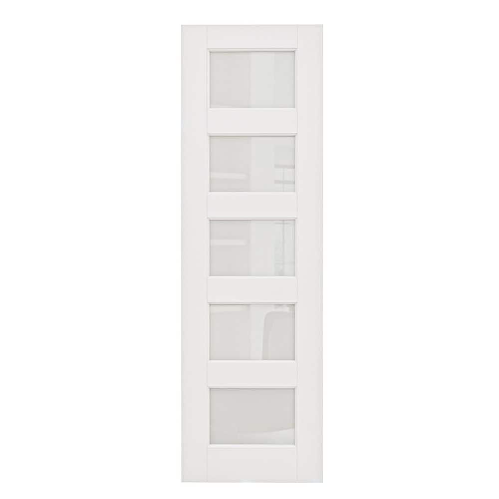 ARK DESIGN 18 in. x 80 in. Solid Core 5-Lite Tempered Frosted Glass ...