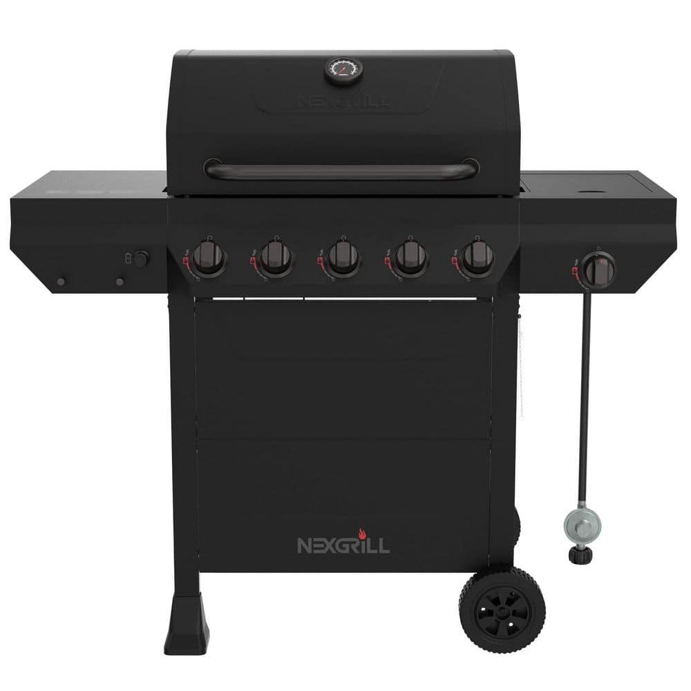 Nexgrill 5-Burner Liquid Propane Gas Grill in Black with Side Burner ...