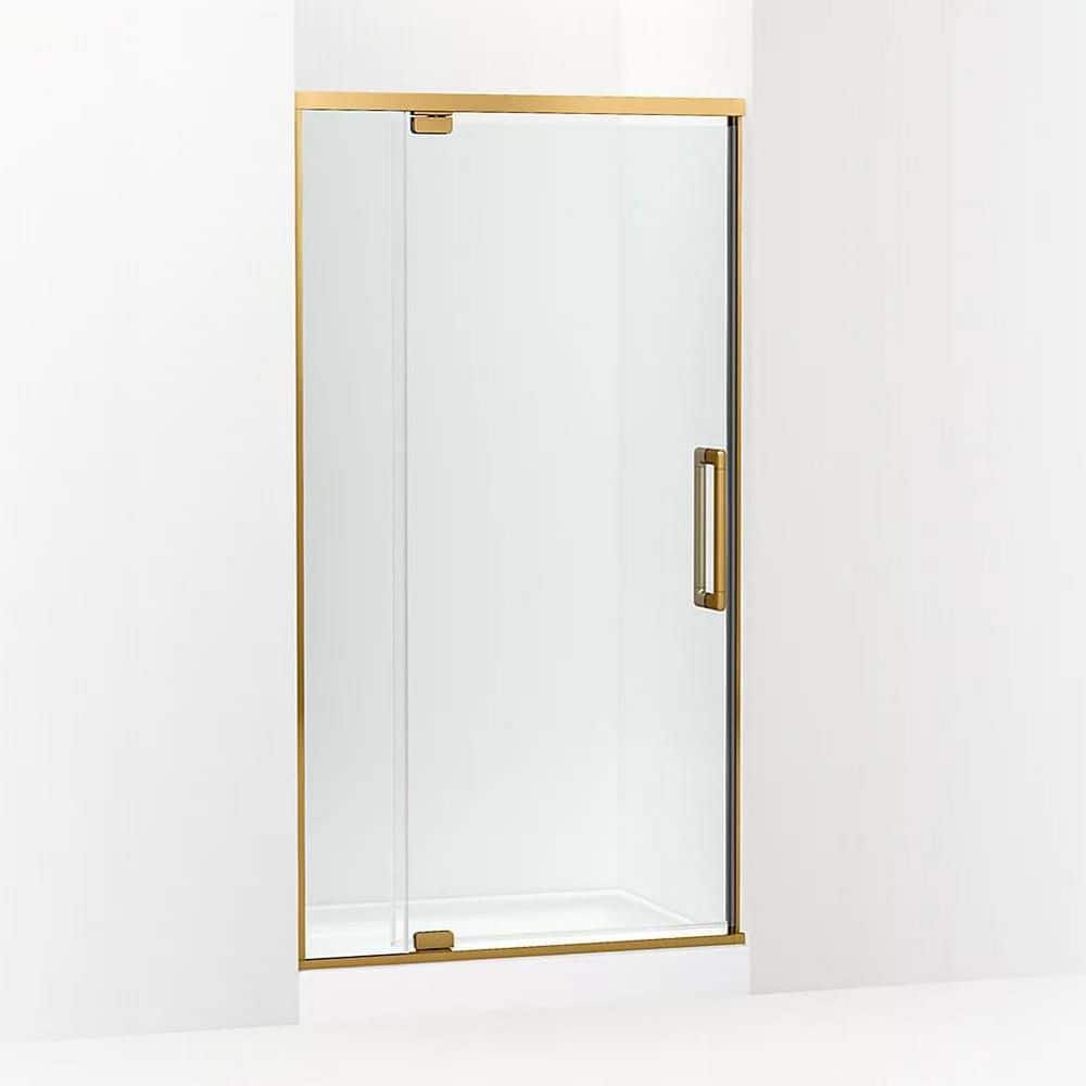 KOHLER Statement 42 in. W x 76 in. H Pivot Framed Shower Door in Brass ...