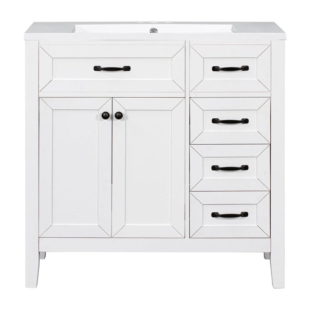 Noble House Hazel 35.50 in. W x 17.70 in. D Bath Vanity Cabinet without ...