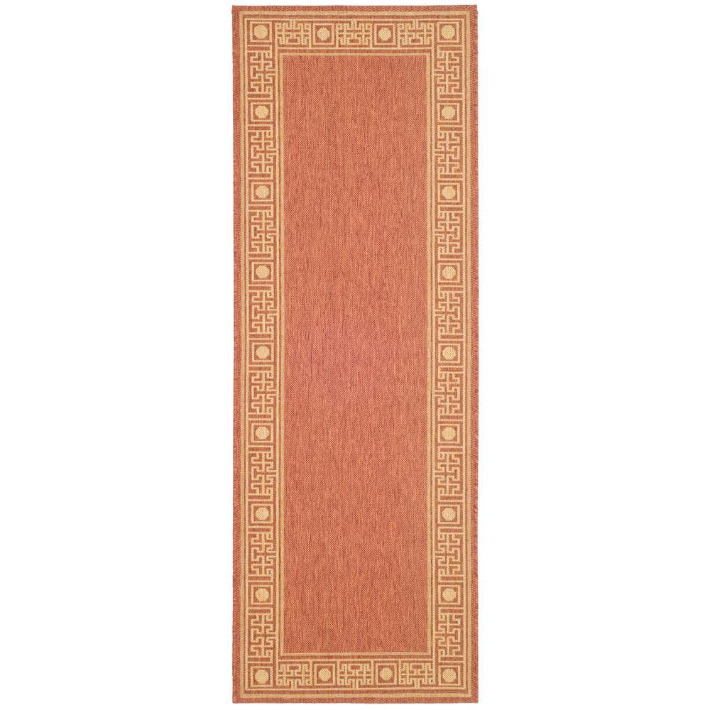 SAFAVIEH Courtyard Rust/Sand 2 ft. x 7 ft. Geometric Indoor/Outdoor ...
