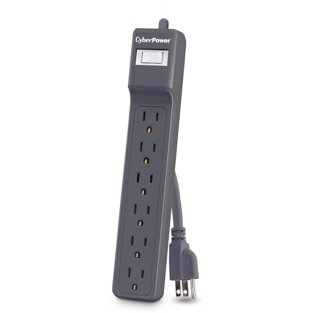 CyberPower 2 ft. 500J 6-Outlet Surge Protector B602RC1GY - The Home Depot