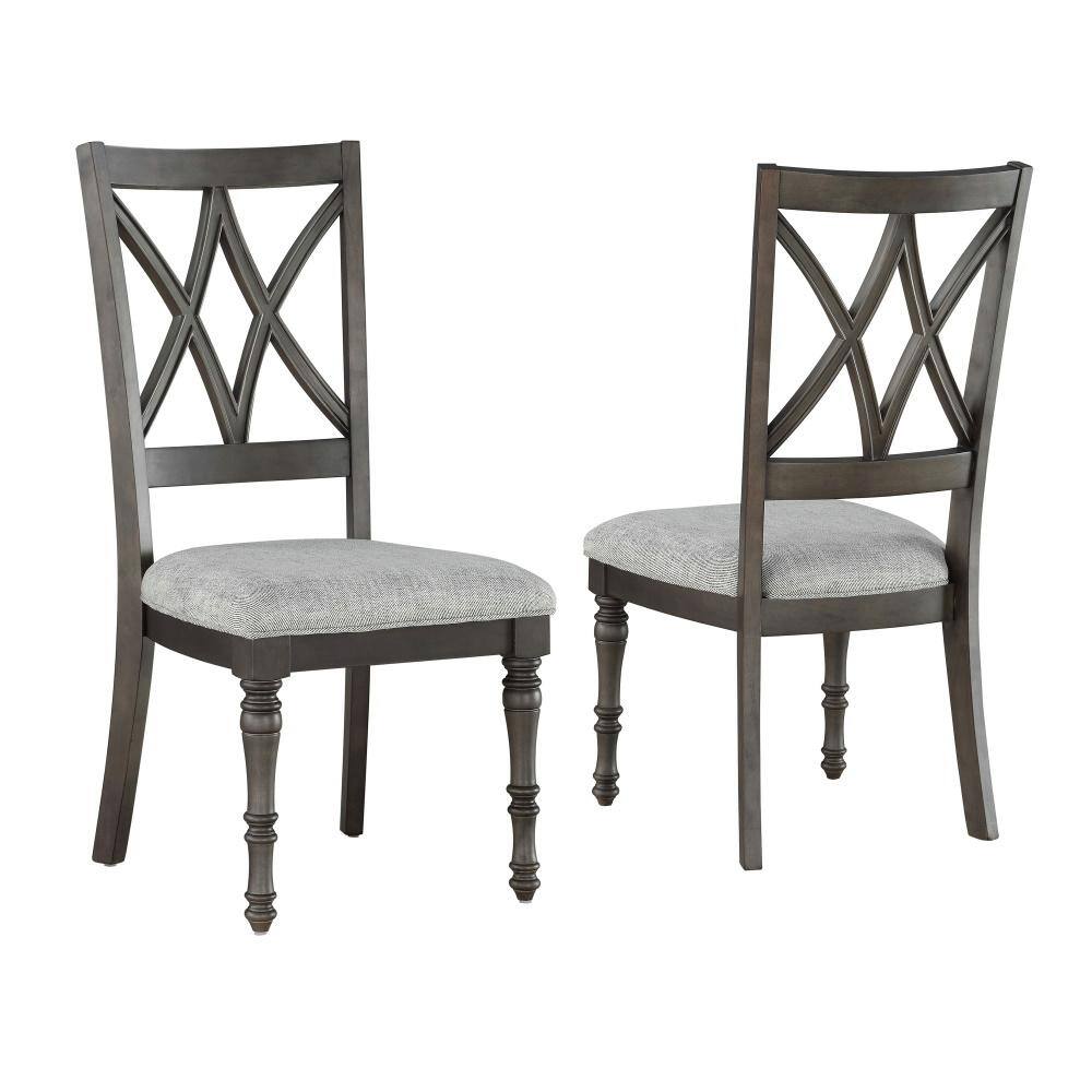 Steve Silver Linnett Grey Brown Polyester Side Chair (Set of 2) LT500S ...