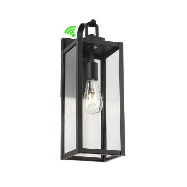 Jushua 1-Light Black Lantern Lighting with Light Sensitive Outdoor ...
