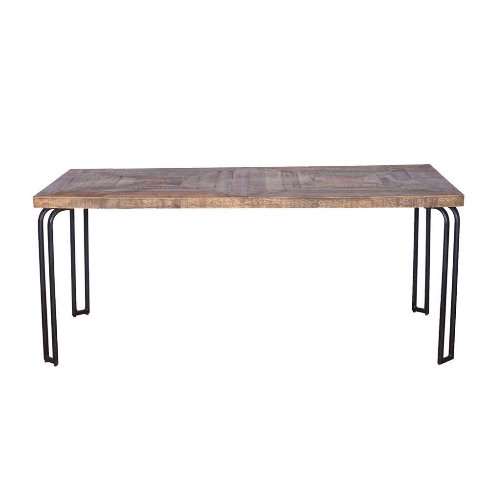 HomeRoots Shelly Natural/Black Metal Dining Table for (Seats of 6 ...