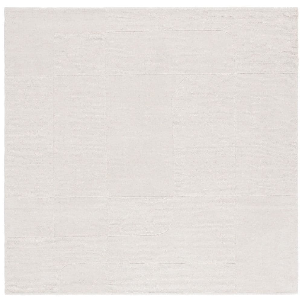 SAFAVIEH Mykonos 6 ft. x 6 ft. Ivory Solid Geometric Square Area Rug ...