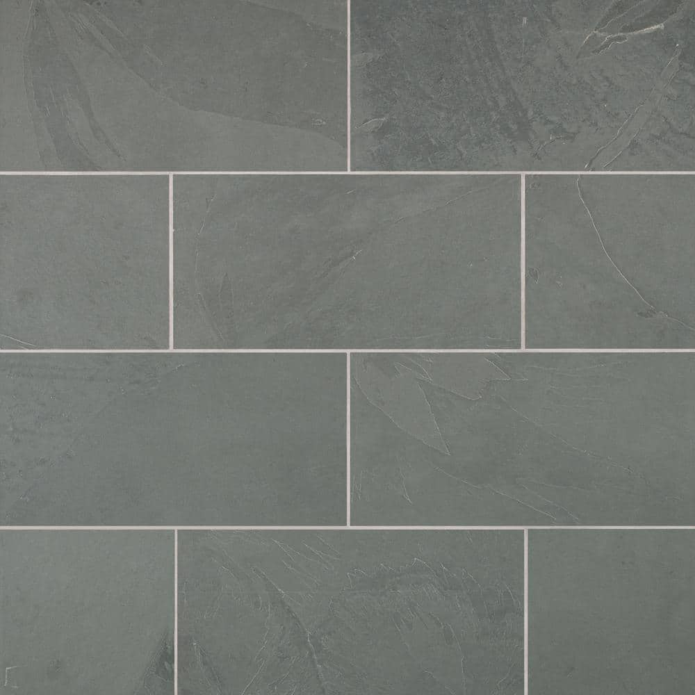 MSI Montauk Blue Natural Stone Slate Tile, 12 in. x 24 in. Floor & Wall ...