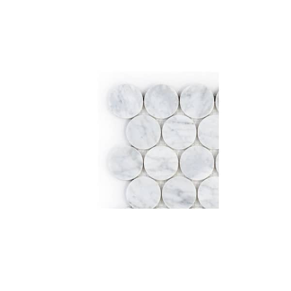 Jeffrey Court Take Home Tile Sample - Sea Salt Round Venato White 4 in ...