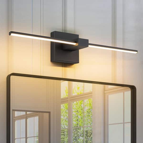 RRTYO Hallum 23.6 in. 1-Light Modern Black Aluminum Linear Wall Light ...