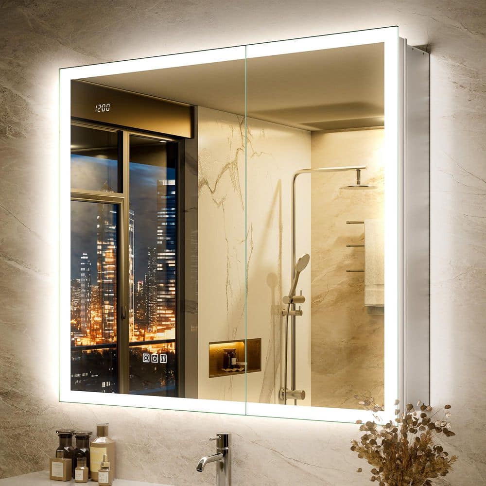 QueenFun Terri 36 in. W x 30 in. H Acrylic LED Front & Back Light ...