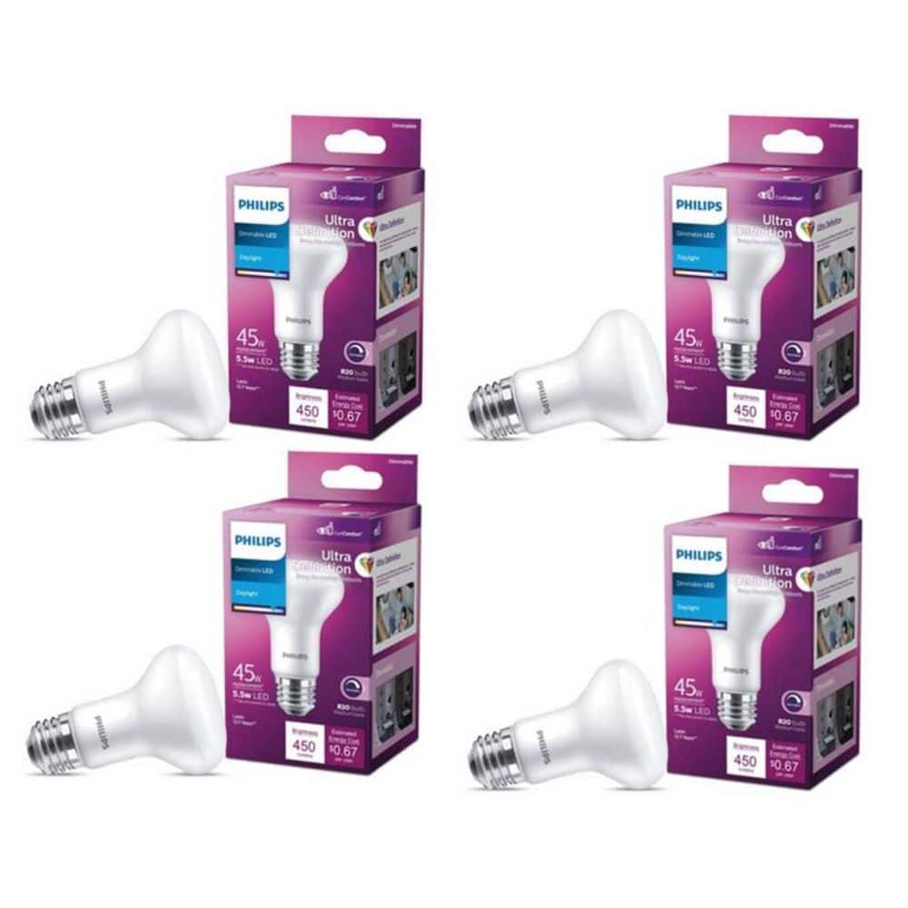Philips 45-Watt Equivalent R20 Dimmable E26 LED Light Bulb Daylight ...