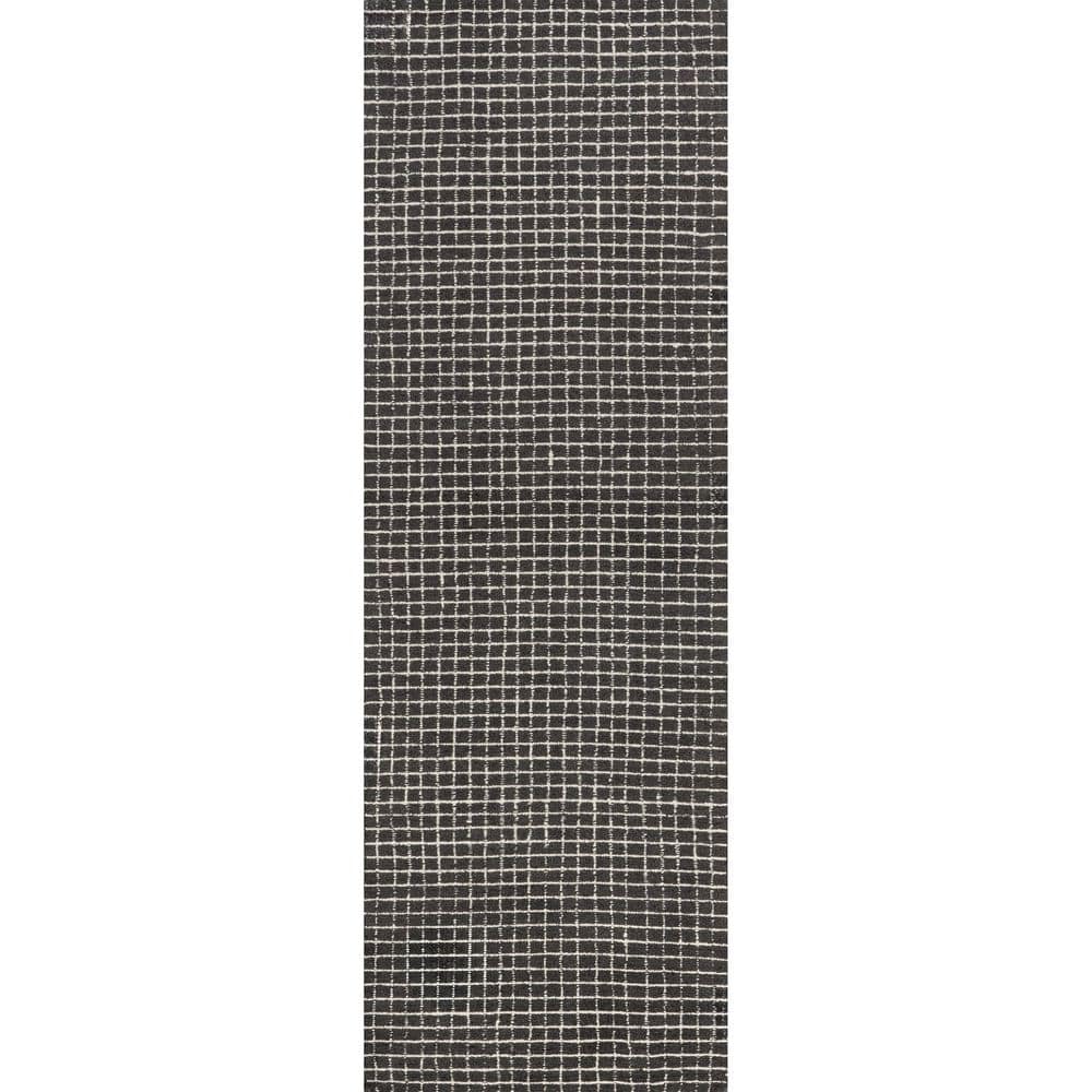 RUGS USA Melrose Checked Wool Charcoal 3 ft. x 8 ft. Indoor/Outdoor ...
