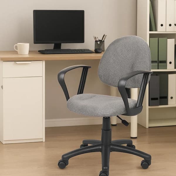 Benjara Jea Fabric Rolling Task Chair in Gray and Black Arms BM344563 - The Home Depot