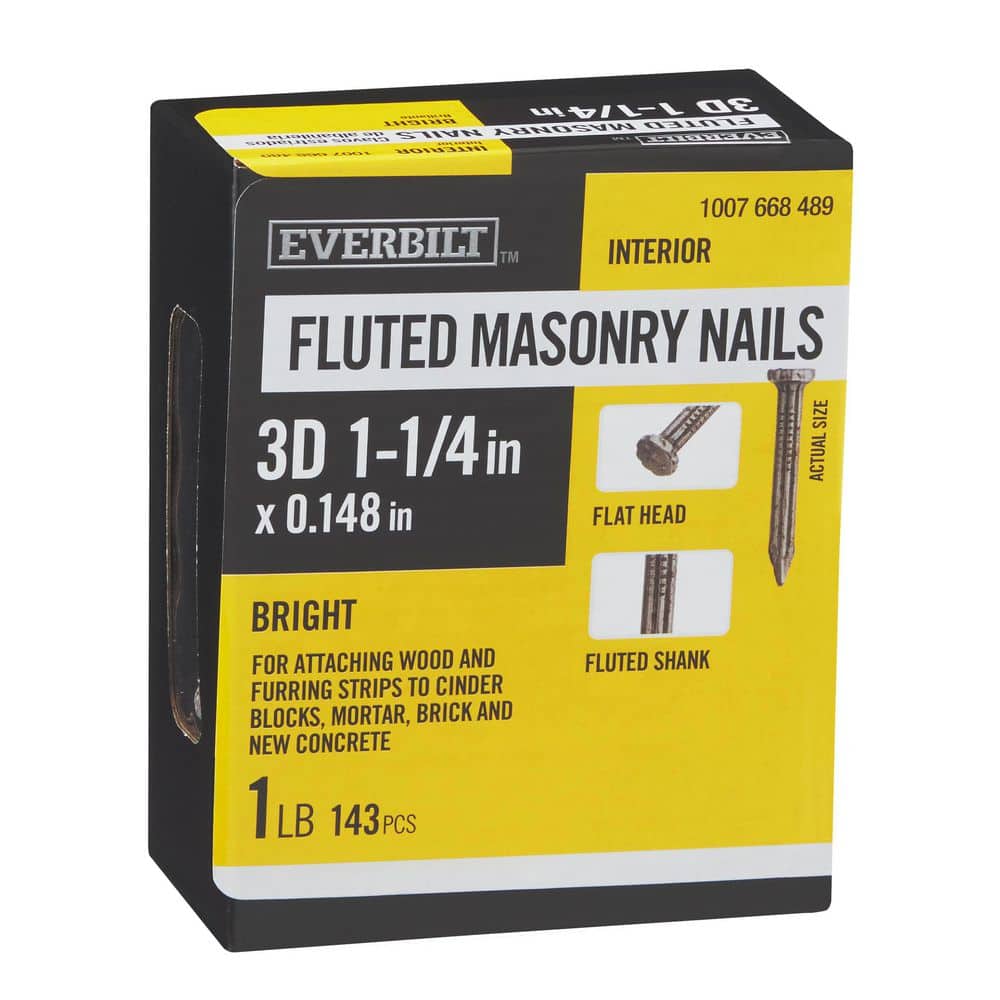 Everbilt 1-1/4 in. x 3D Bright Non-Collated Flooring Nails Fluted ...
