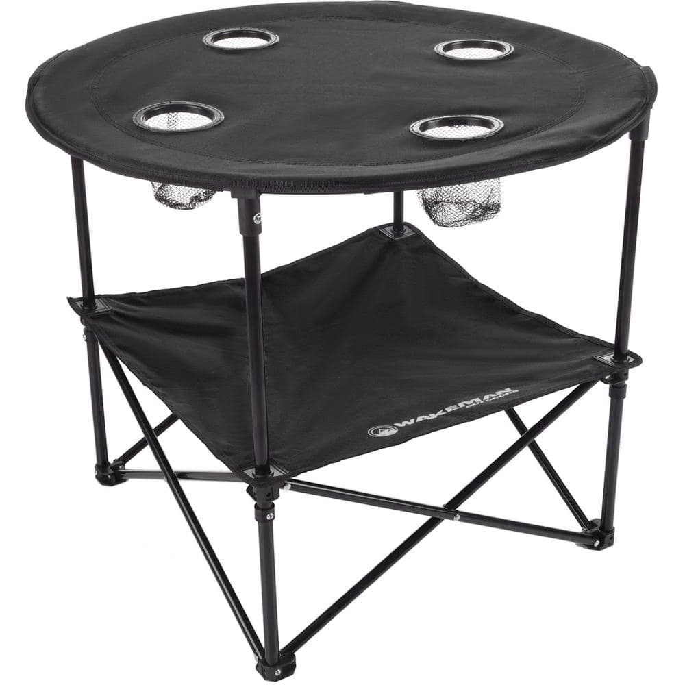 Wakeman Outdoors Camping Table - 2-Tier Folding Table with 4-Cupholders ...