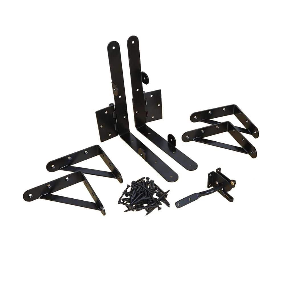 Afoxsos Iron Black Heavy Duty Gate Hardware Kit with Latch Anti Sag ...