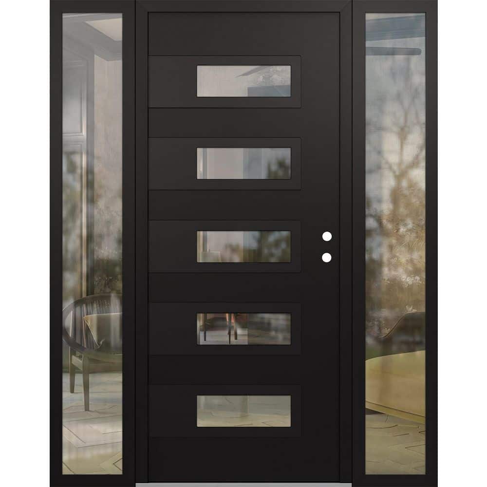 Tessari Doors D3 68 in. x 80 in. Black P Left-Hand/Inswing Clear Glass ...