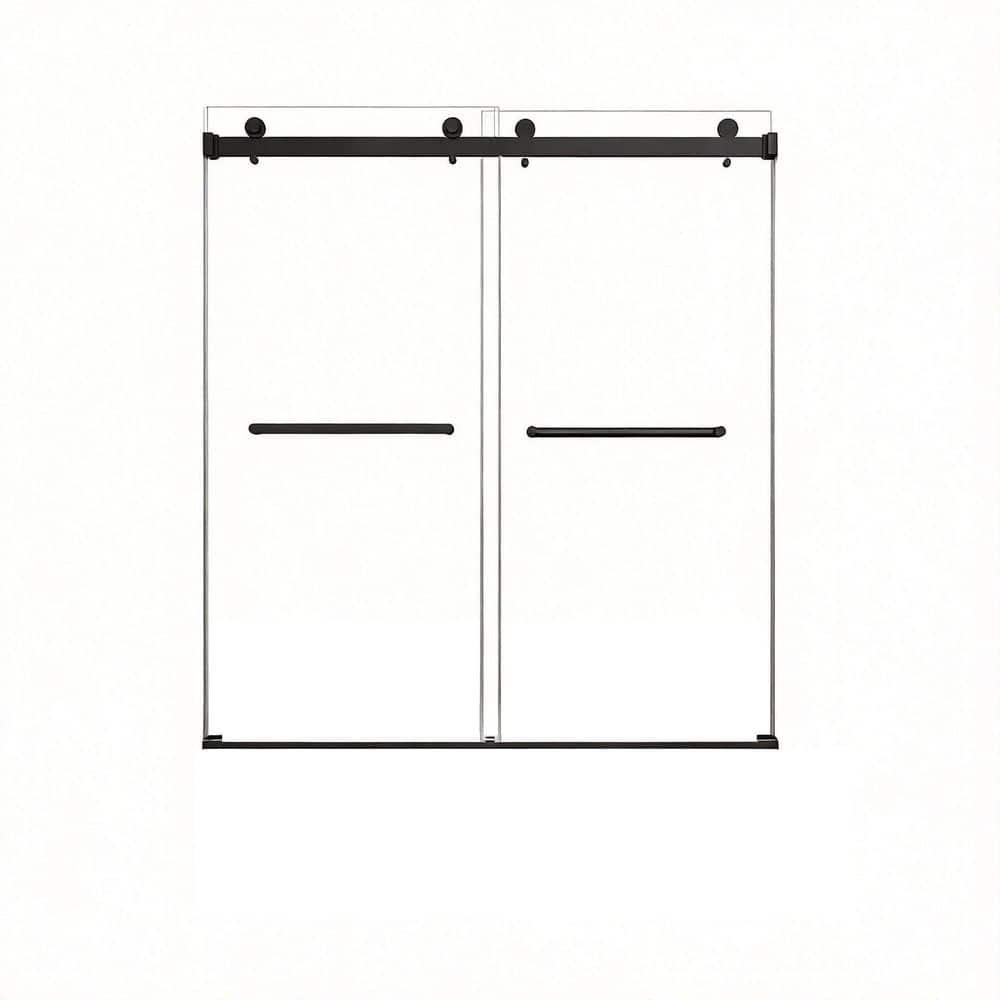 LIVACA 60 in. W x 60 in. H Double Bypass Sliding Frameless Tub Door in ...