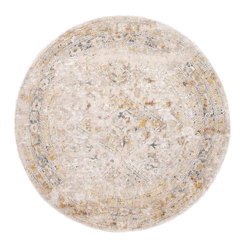 nuLOOM Vintage Speckled Shaunte 8 ft. x 8 ft. Gold Round Area Rug ...