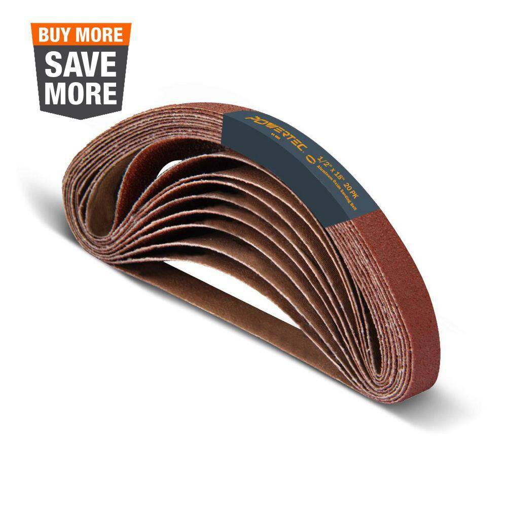 ‎POWERTEC 1/2 in. x 18 in. 60-Grit Aluminum Oxide Sanding Belt ...