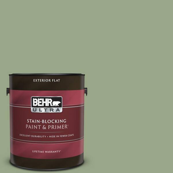 BEHR ULTRA 1 gal. #MQ6-51 Fern Leaf Flat Exterior Paint & Primer 485401 ...