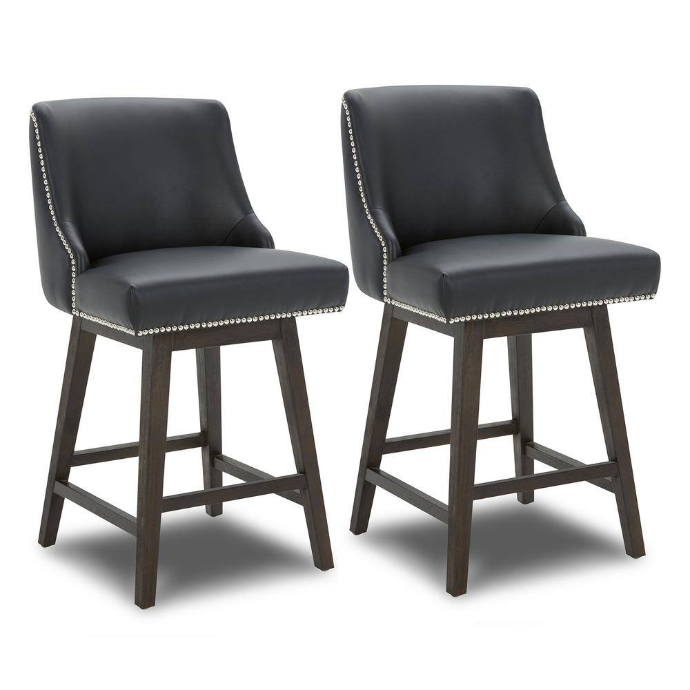 Spruce & Spring Martin 26 in. Black High Back Solid Wood Frame Swivel ...