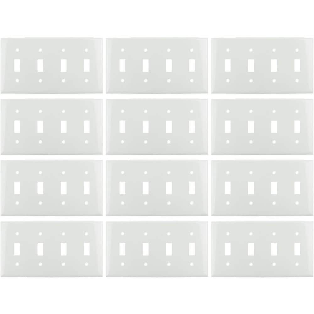 Sunlite 4-Gang White 1-Toggle/1-Switch UL Listed Plastic Switch Plate ...