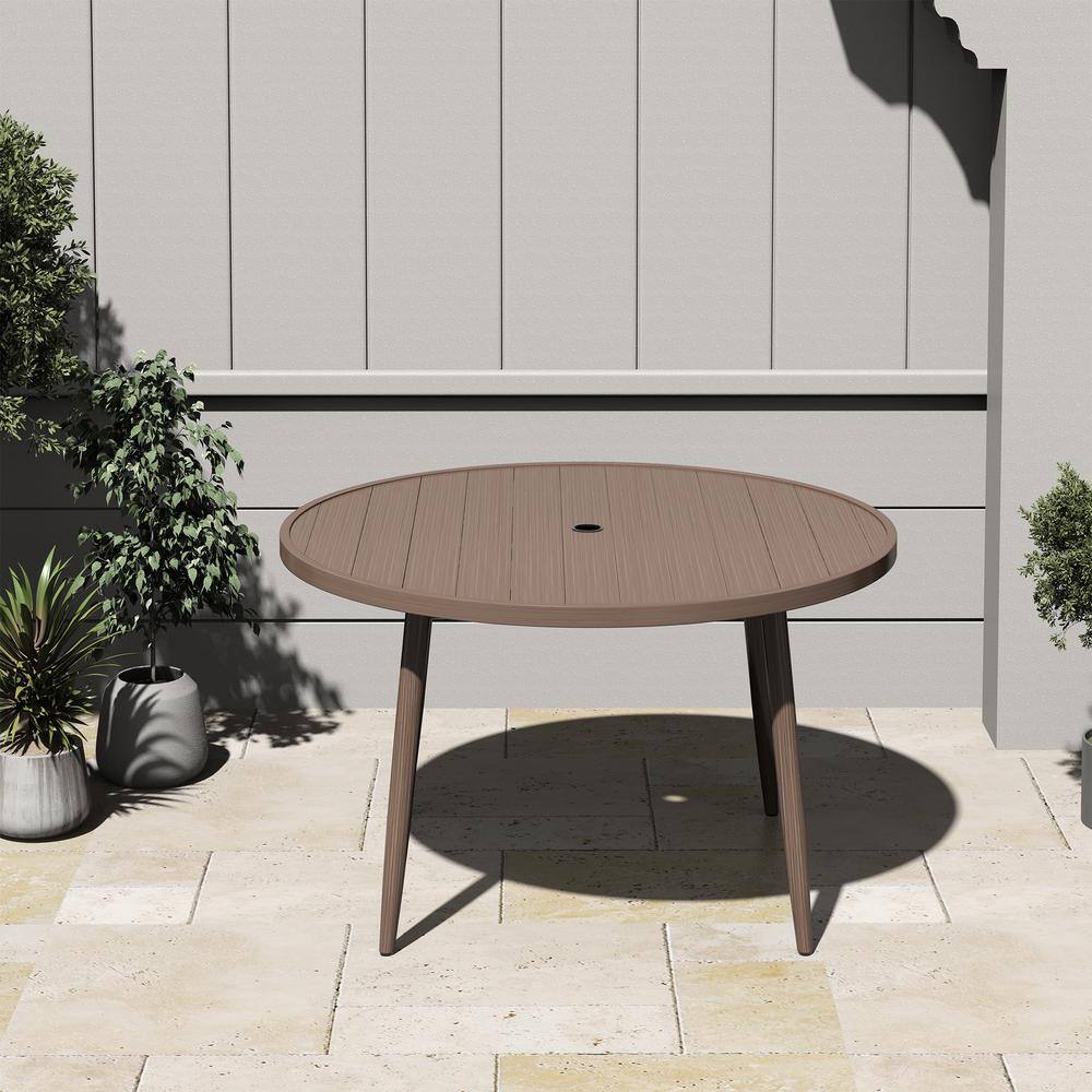 Kadehome Light Brown Round All Aluminum 48.03 in. L x 48.03 in. W ...