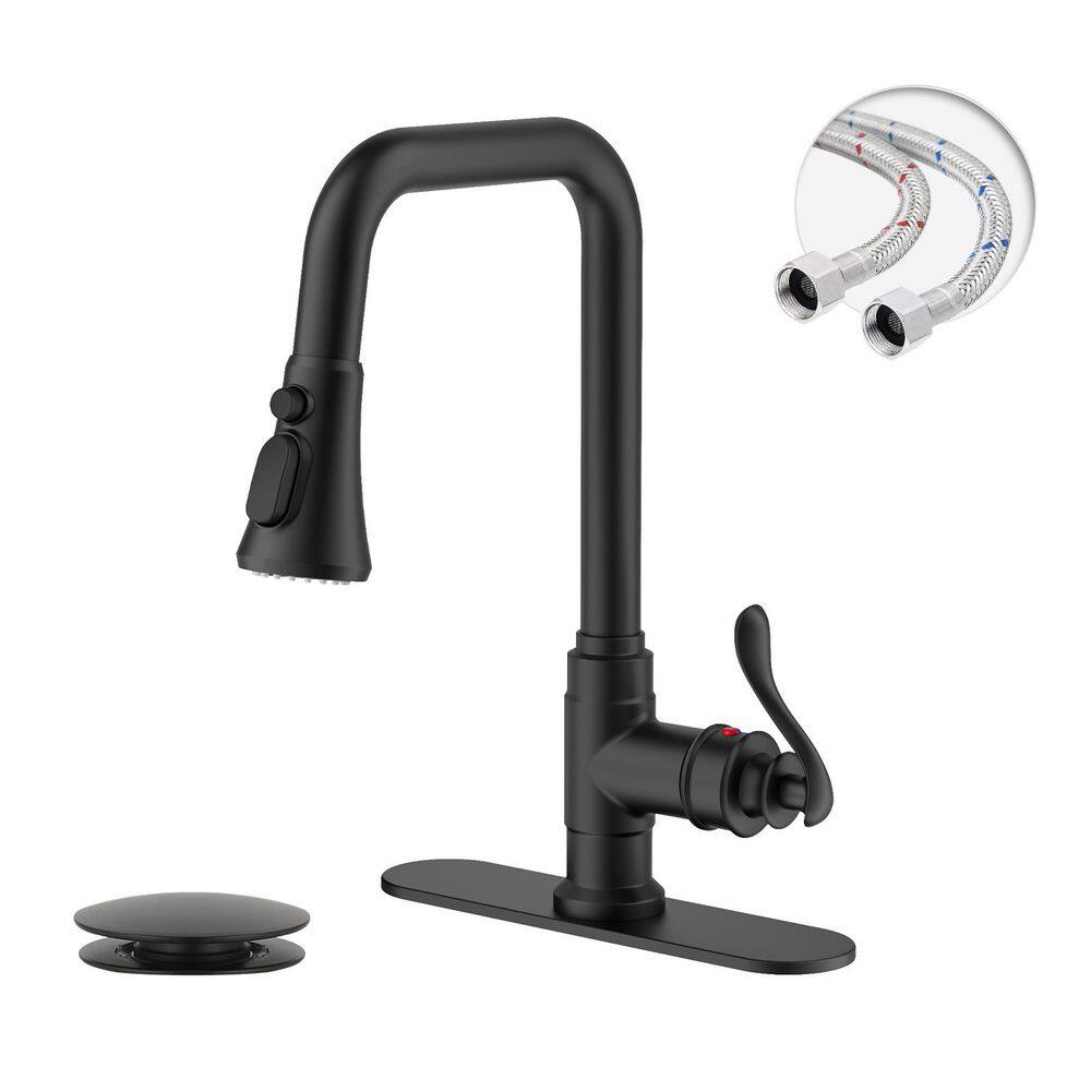 BWE Single-Handle Pull-Down Sprayer Coil Spring High-Arc Kitchen Faucet ...