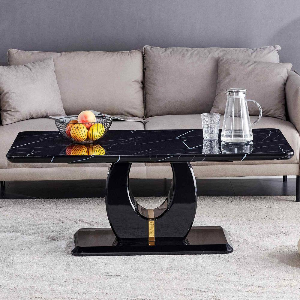 Polibi Modern 47 in. Black Rectangle Wood Coffee Table RS-31425-229 ...