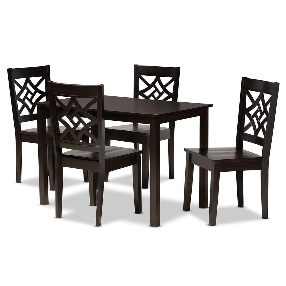 Baxton Studio Nicolette 5-Piece Dark Brown Dining Set 179113858026HD ...