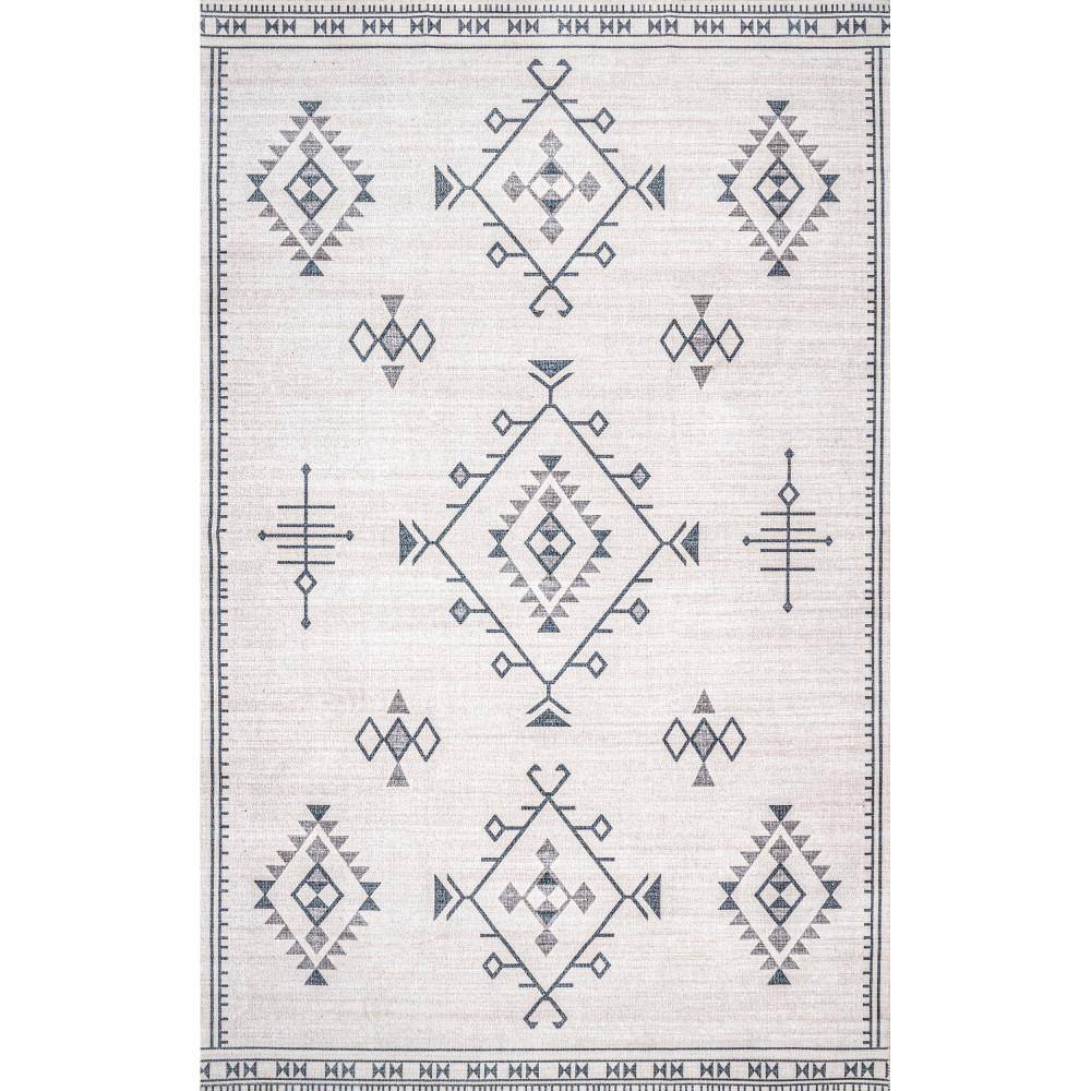 nuLOOM Evalyn Machine Washable Southwestern Motif Cream 5 ft. x 8 ft ...