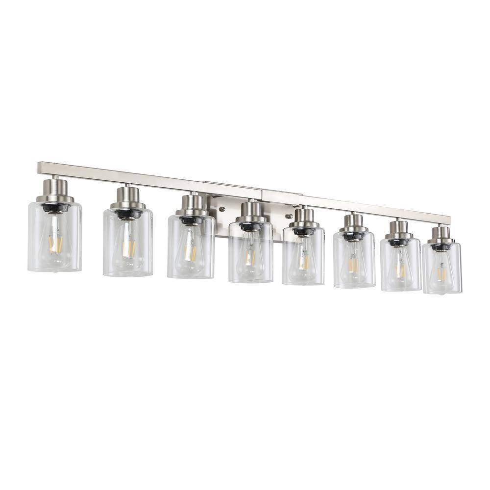 TOOLKISS 51.2 in. 8-Light Bathroom Vanity Light Fixture Brushed Nickel ...