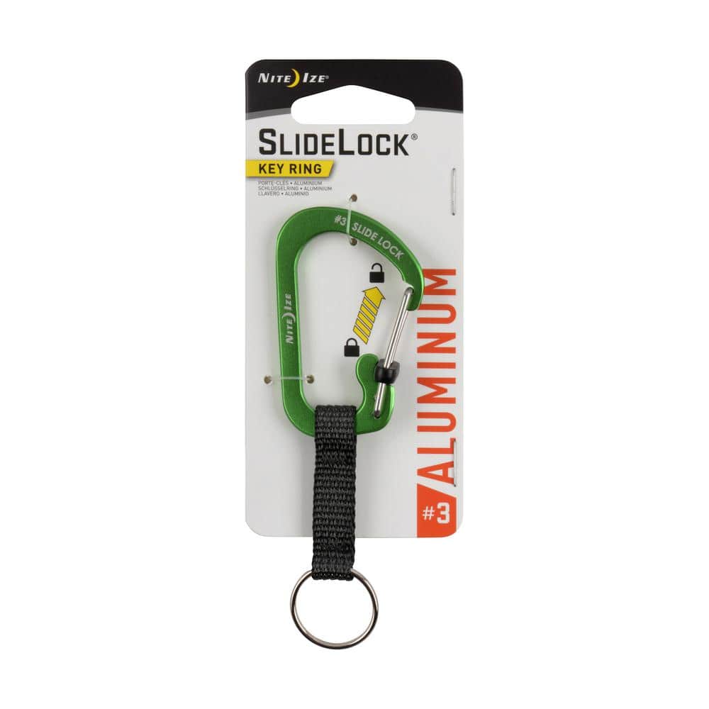 Nite Ize SlideLock Key Ring Aluminum in Lime CSLAW3-17-R6 - The Home Depot