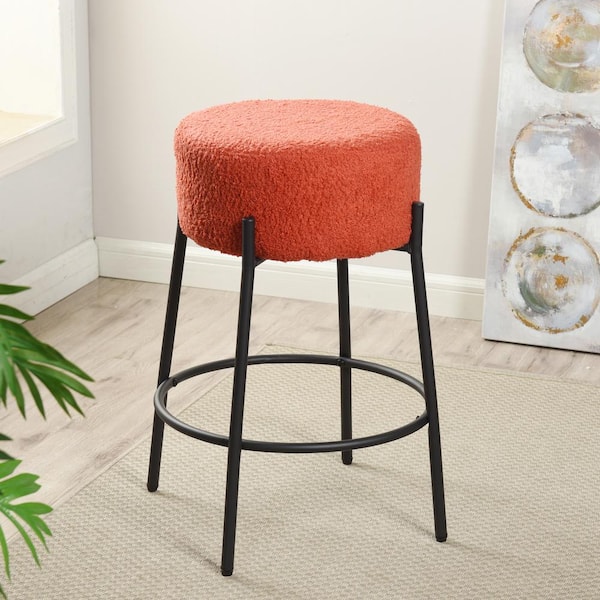 StyleCraft Soloist 29 in. Black Backless Metal Bar Stool with Fabric ...