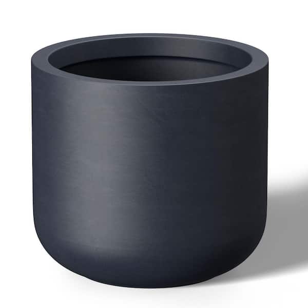 Sapcrete 13.5 in. Medium Light Gray(Enhanced Interior) Concrete Round Planter / Pot with ...