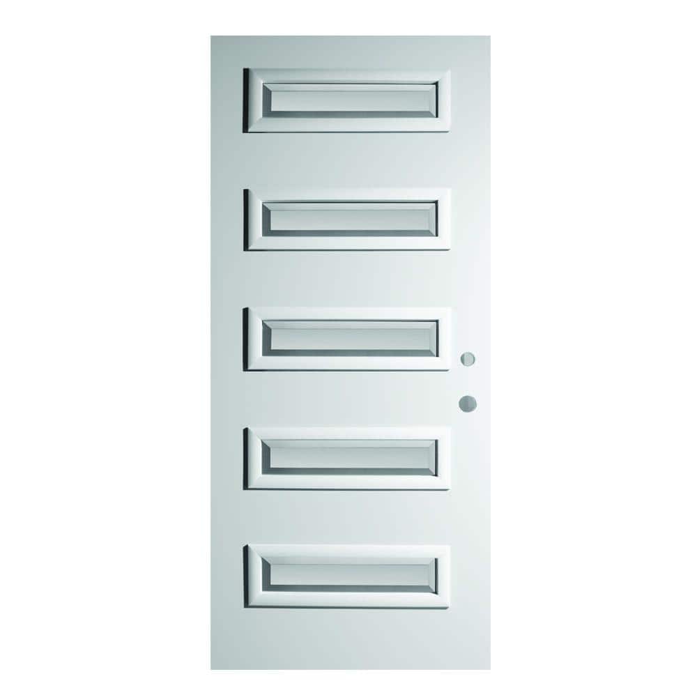 Stanley Doors 32 in. x 80 in. Ruth Satin Opaque 5 Lite Painted White ...