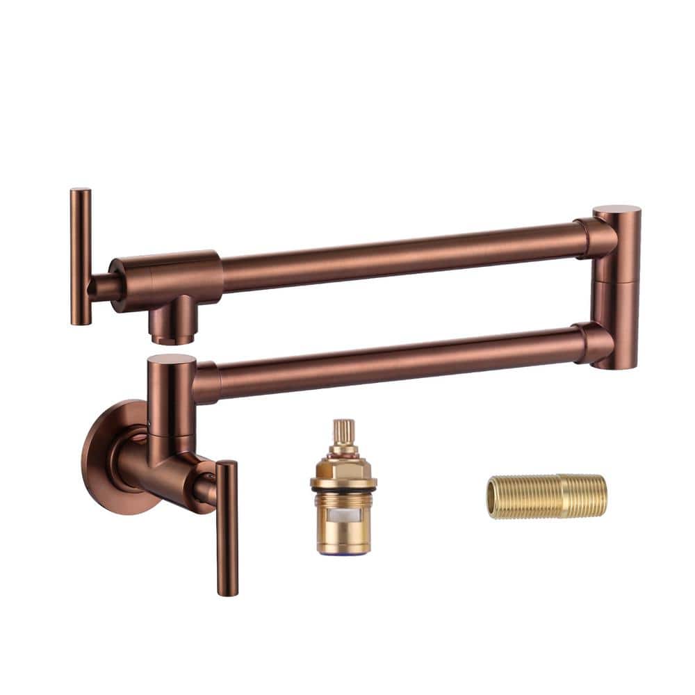 IVIGA Brass Wall Mount Pot Filler with 2-Handles and Double Joint Swing ...