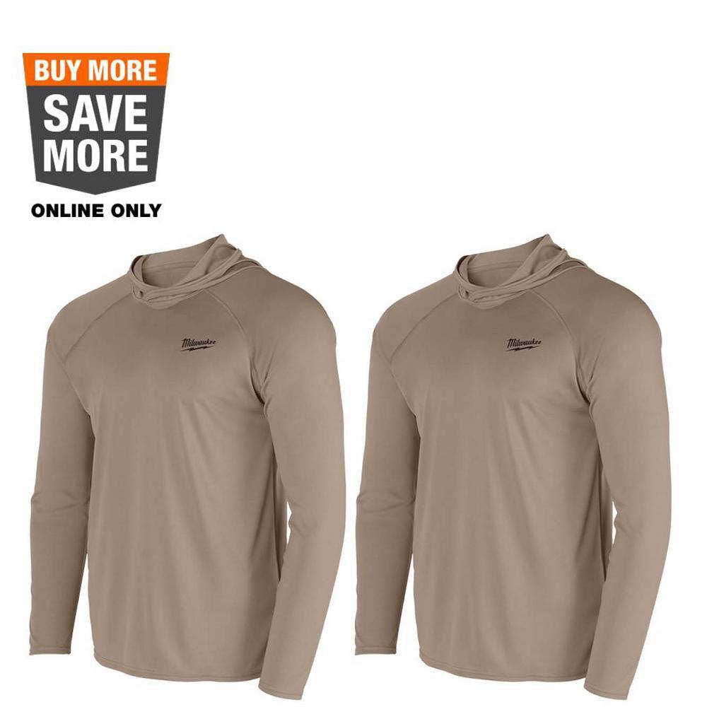 Milwaukee Men's X-Large Sandstone WORKSKIN Hooded Sun Shirt (2-Pack ...