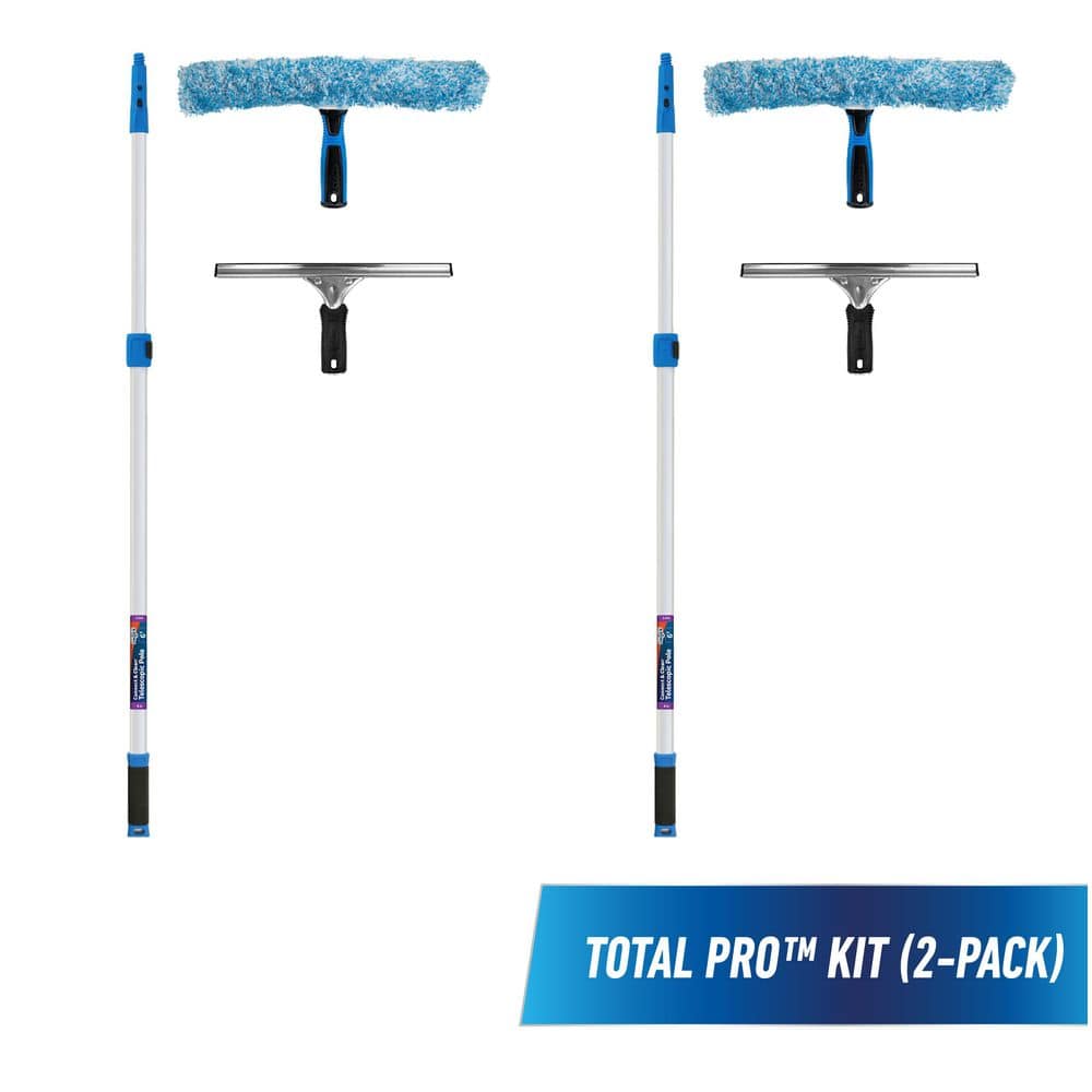 Unger Total Pro Kit with 14 in. Scrubber, 12 in. Squeegee and 6 ft ...