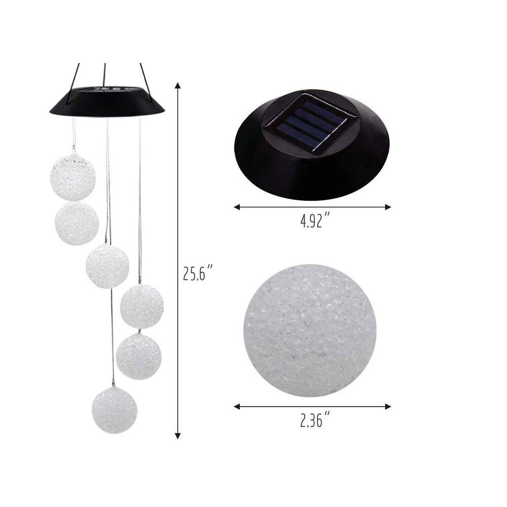 26 in. H Outdoor Crystal Ball Solar Wind Chimes, Hanging for Garden ...