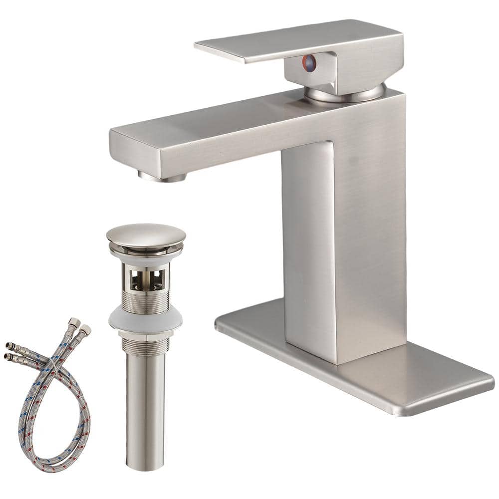 Dimakai Single Hole Single-Handle Low-Arc Bathroom Faucet With Pop-up ...