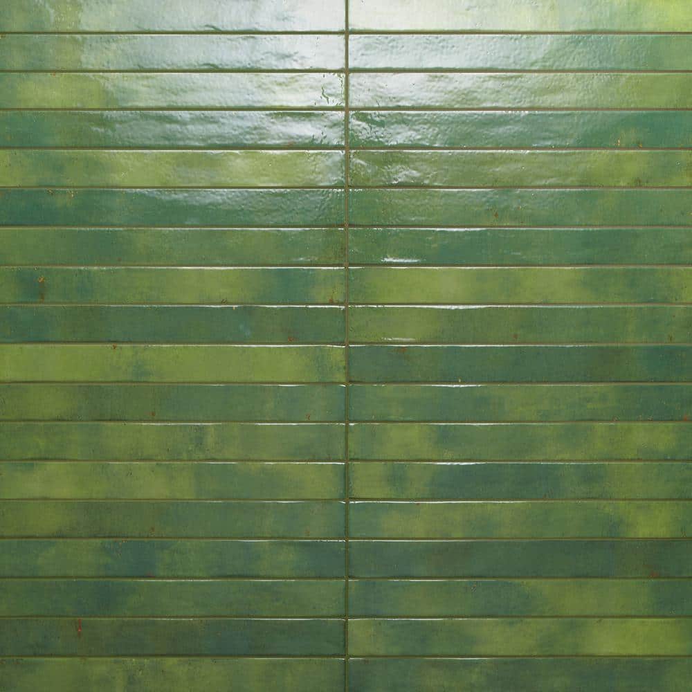 Bedrosians Chroma Rectangle 2 in. x 18 in. Green Porcelain Tile (7.42 ...