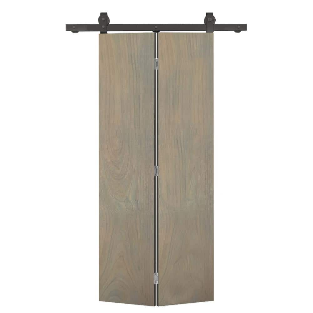 CALHOME 36 in. x 80 in. Weather Gray Stained MDF Composite Hollow Core ...