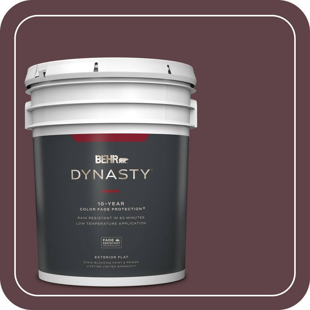 BEHR DYNASTY 5 gal. #110F-7 Deep Garnet Flat Exterior Stain-Blocking ...