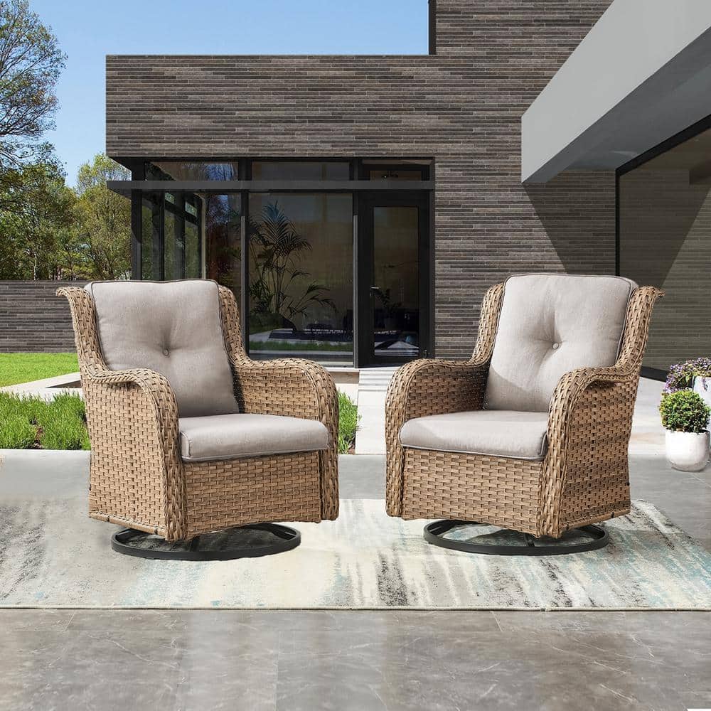 Opohoro Earlo Yellow Wicker PE Rattan Outdoor Swivel Rocker Patio ...