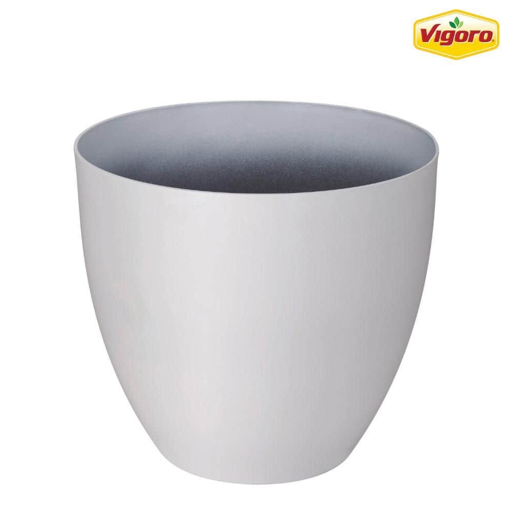 Vigoro 16 in. Cersei Large Bright White Resin Planter (16 in. D x 14.4 ...