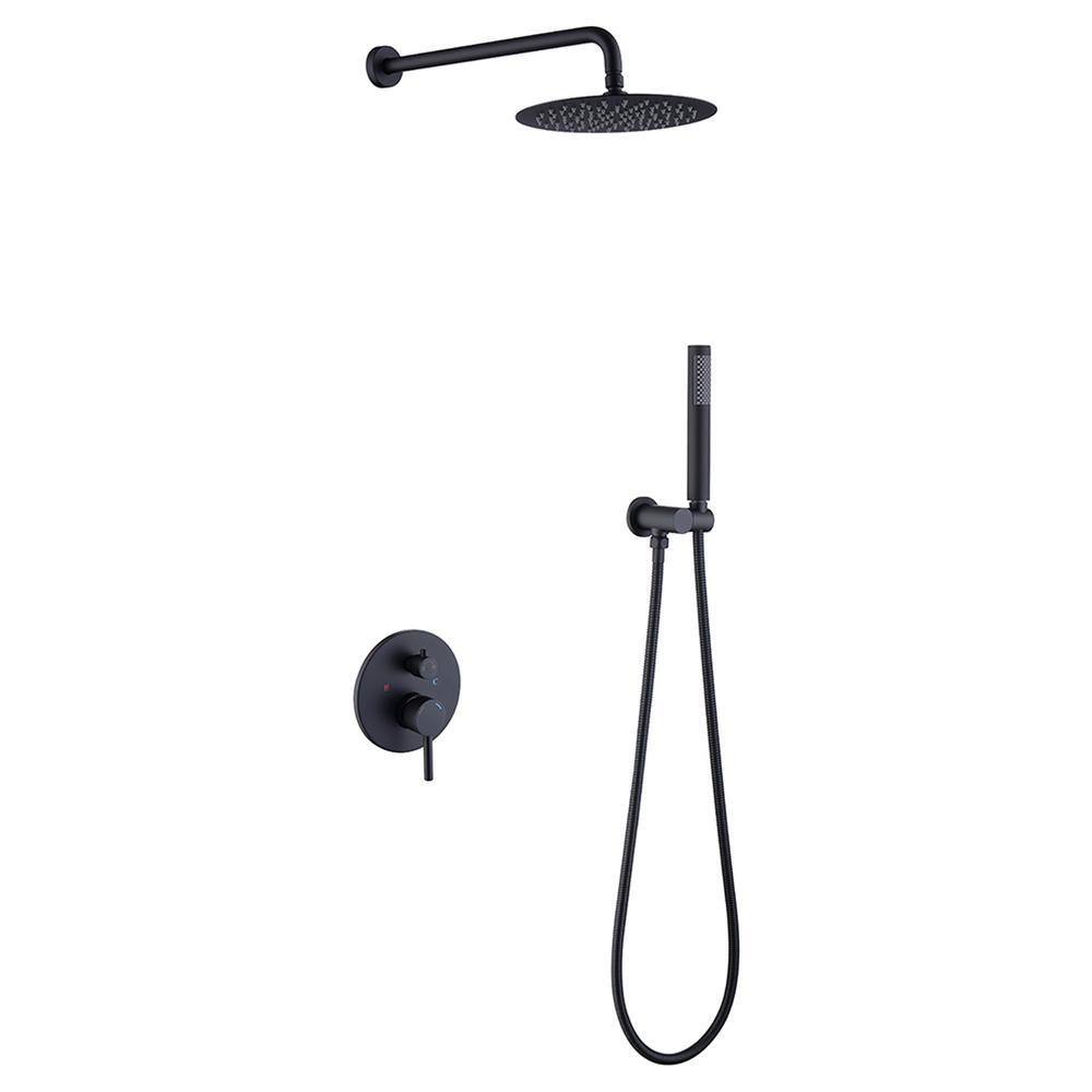 GIVING TREE 1-Spray 10 in. Round Rainfall Shower Head and Handheld ...