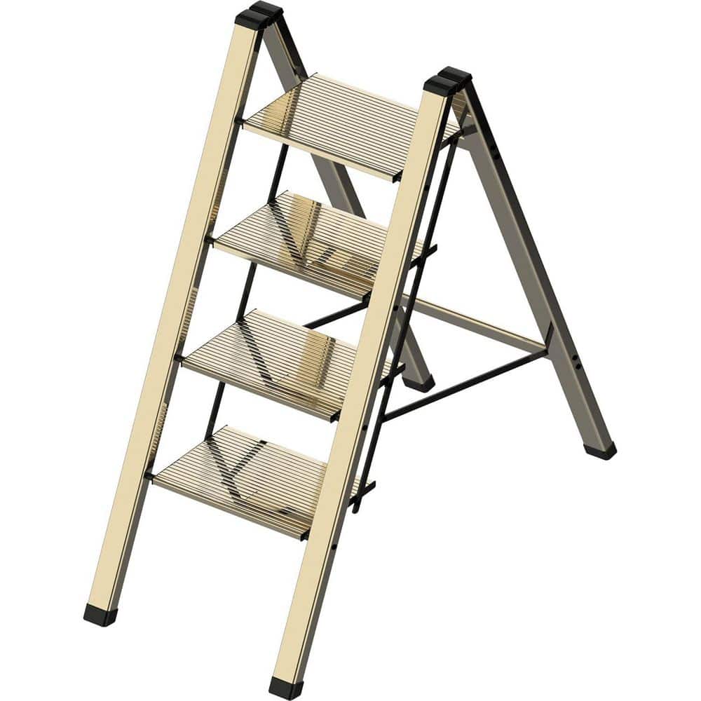 Justincity 4-Step Ladder Folding Lightweight Aluminum Indoor Kitchen ...